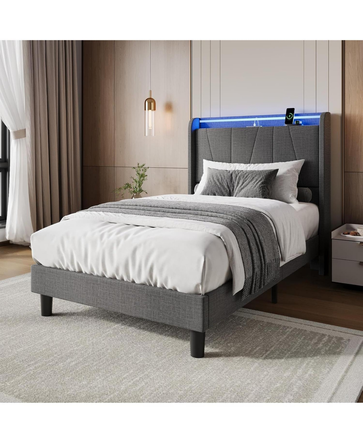 Click here for gaomon Bed Frame with Charging Station and Led Lig... prices