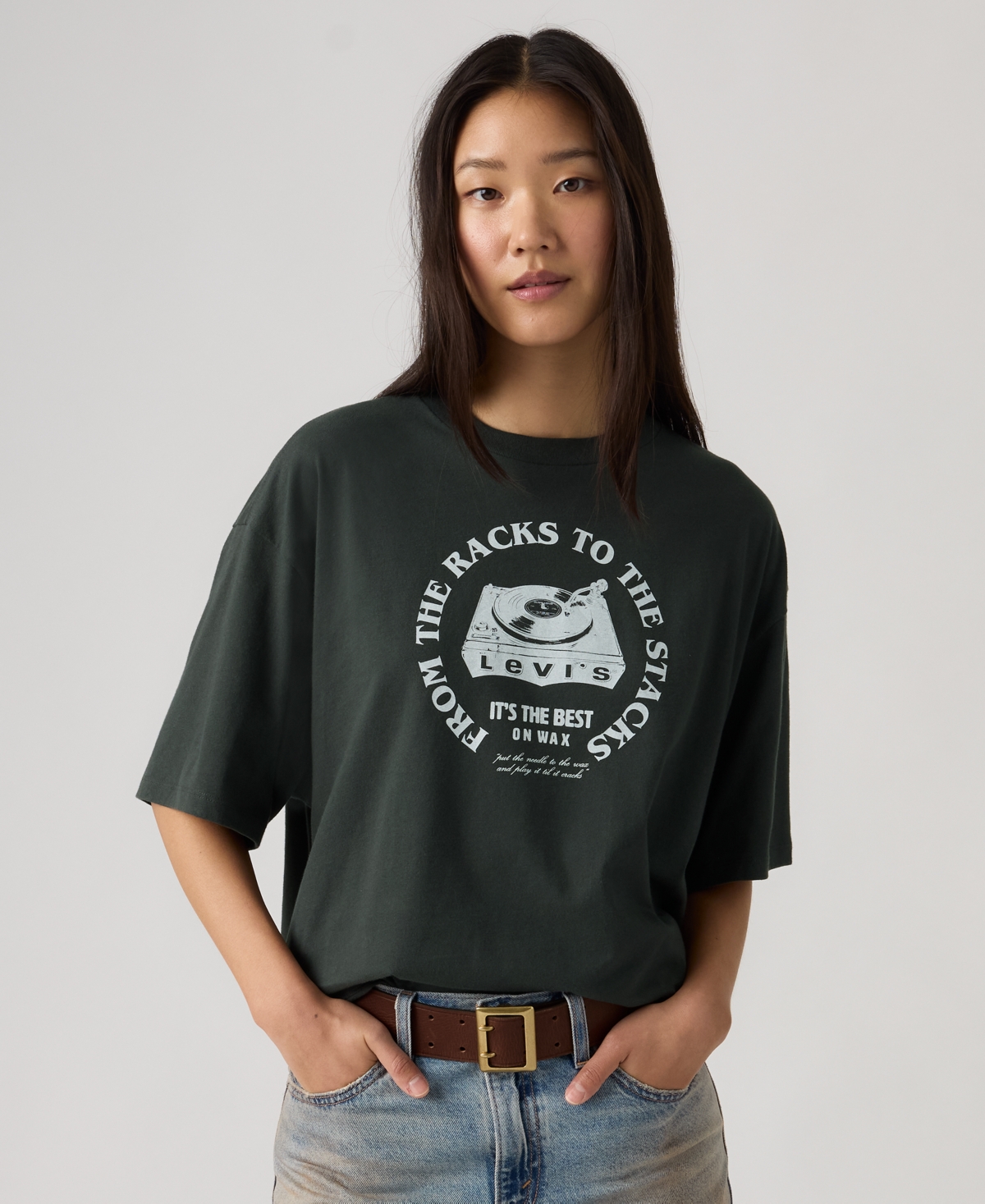 Click here for Levis Womens Graphic Short Stack T-Shirt - Batwing... prices