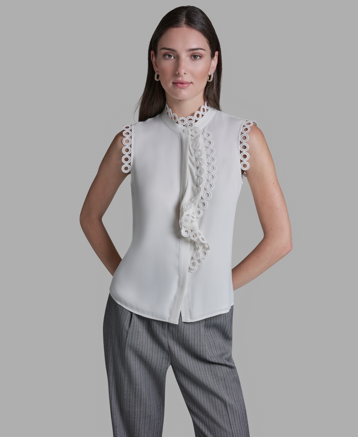 Click here for Bcbg Womens Sleeveless Blouse - Whisper White prices
