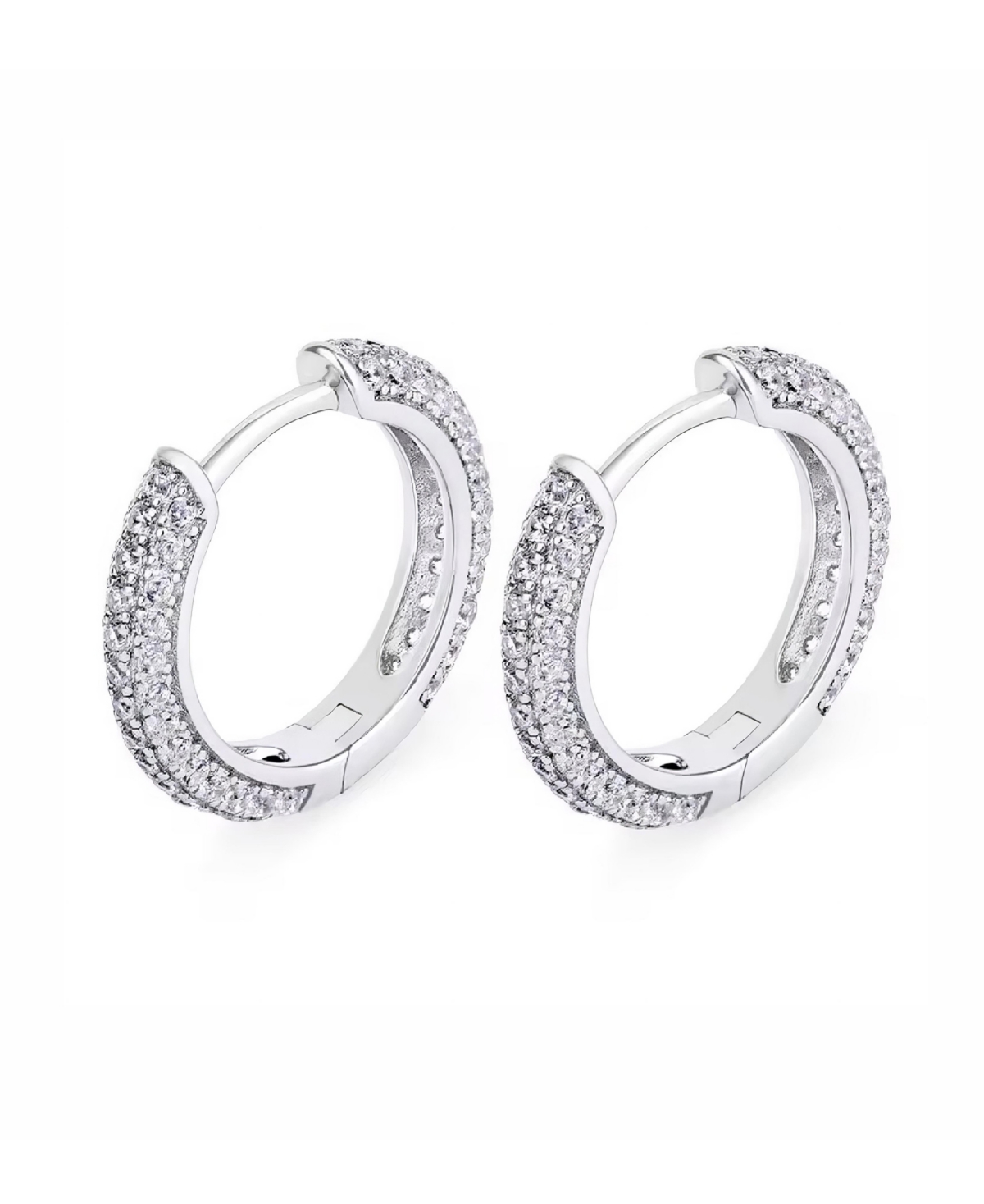 Click here for Rhona Sutton Mens Iced Valor Hoop Earrings in Ster... prices