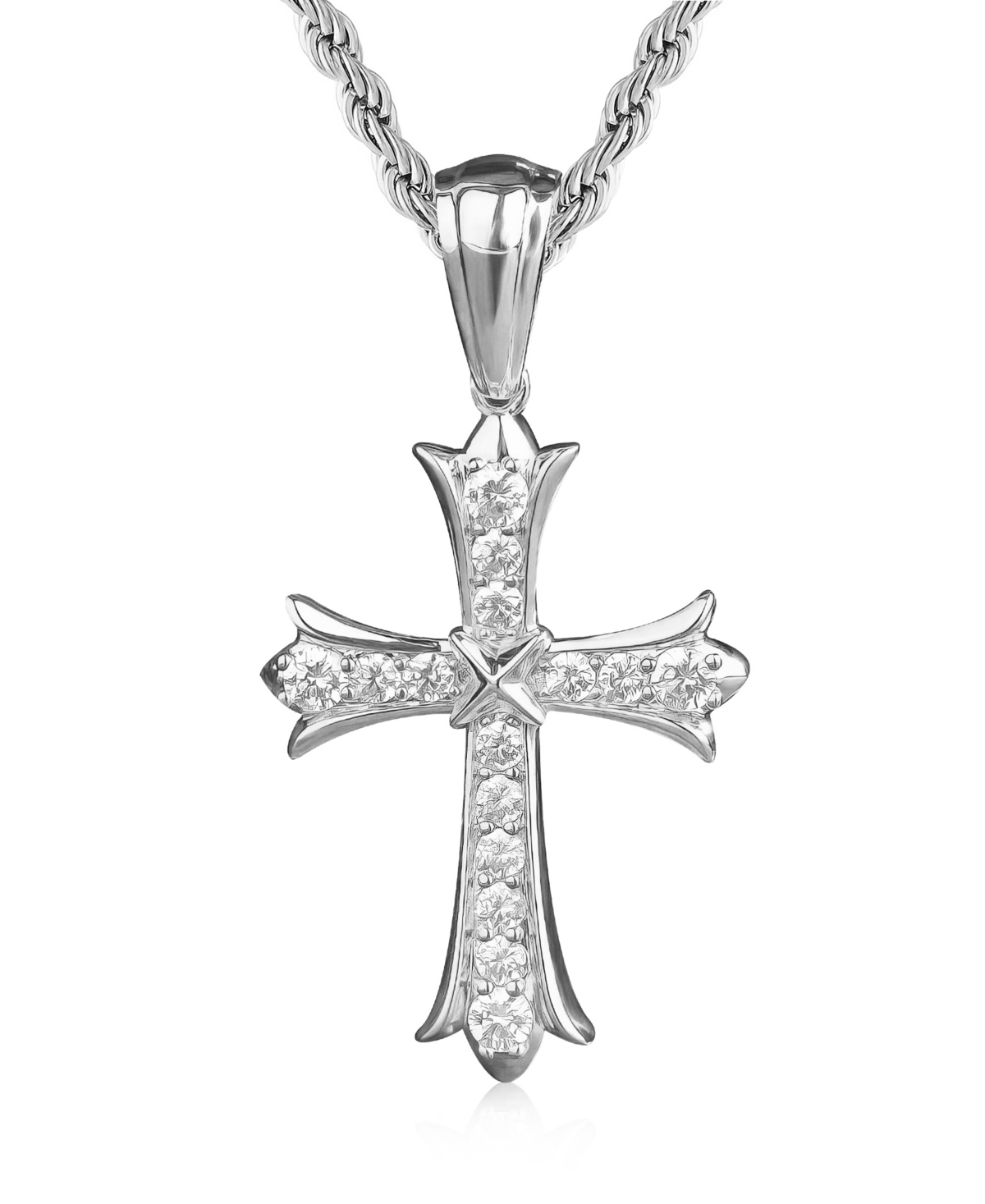 Click here for Rhona Sutton Mens Cross Pendant Necklace in 14k Wh... prices