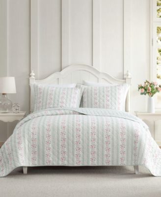 Click here for Laura Ashley Rosebud Stripe Reversible Quilt Sets prices