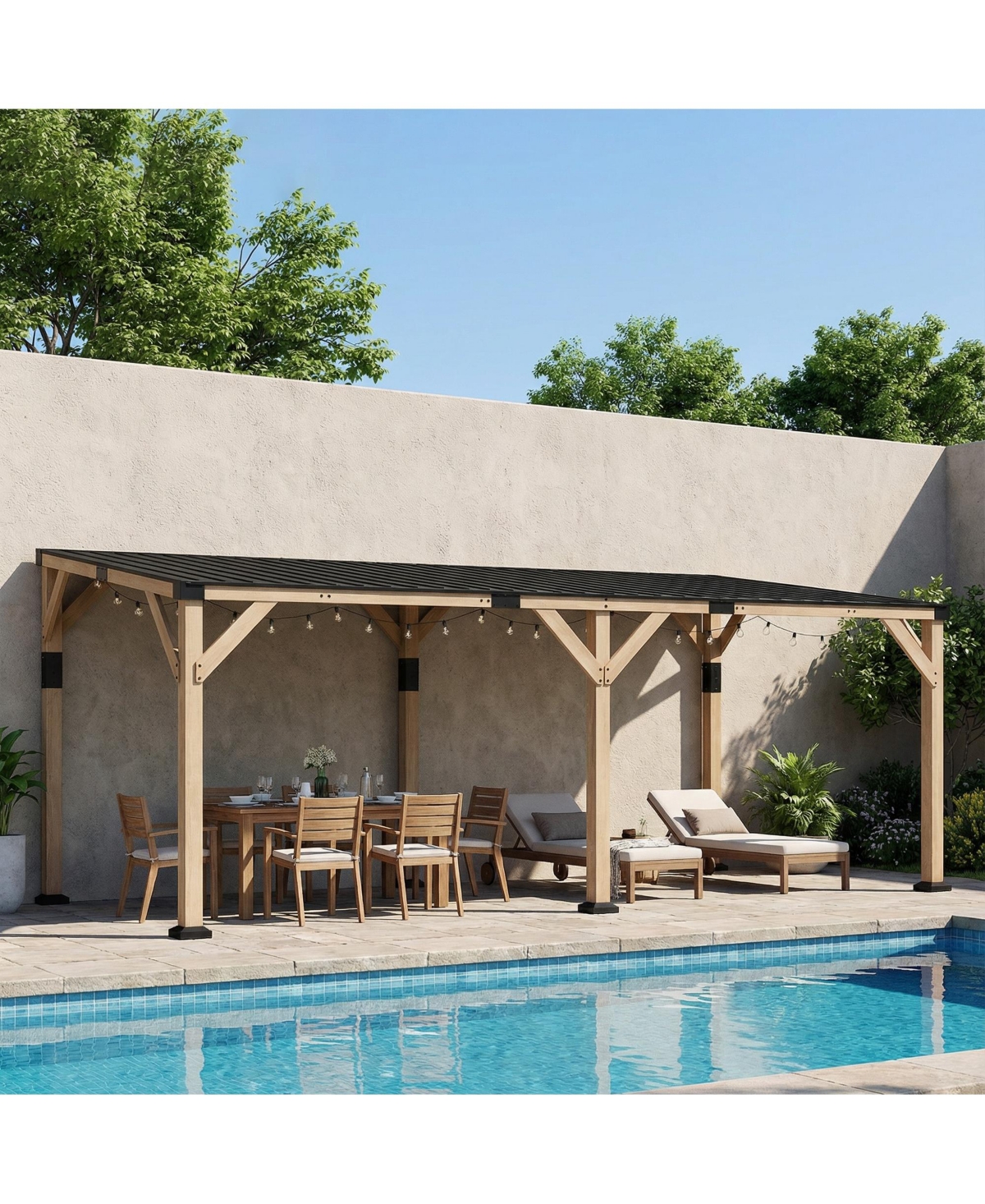 Click here for Outsunny 10x20 Wood Gazebo  Hardtop Lean-to Gazebo... prices