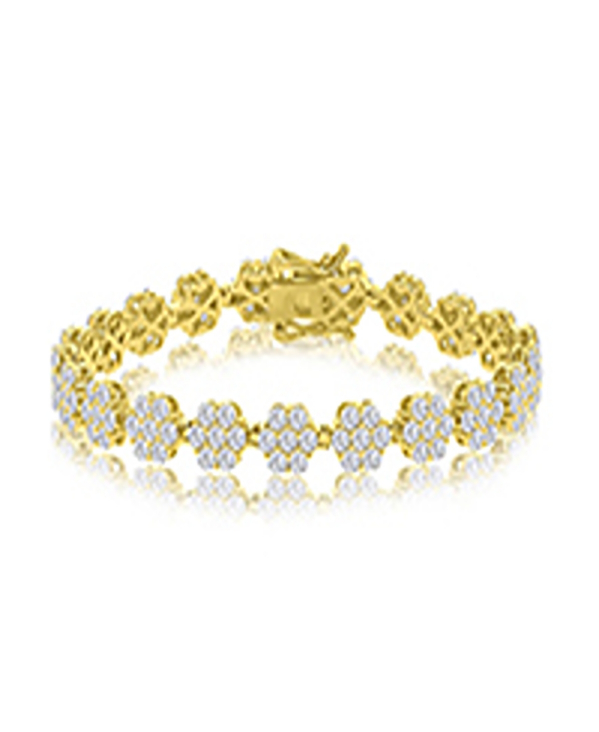 Click here for Macys Cubic Zirconia Flower Tennis Bracelet in 14k... prices