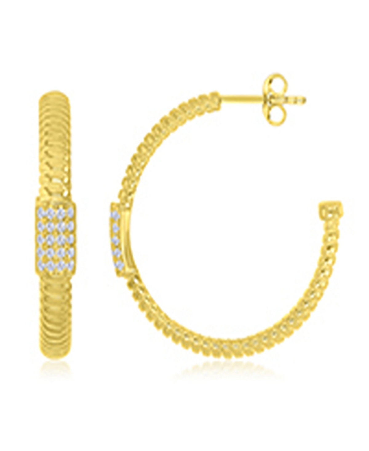 Click here for Macys Cubic Zirconia J-Shaped Hoop Earrings in 14k... prices