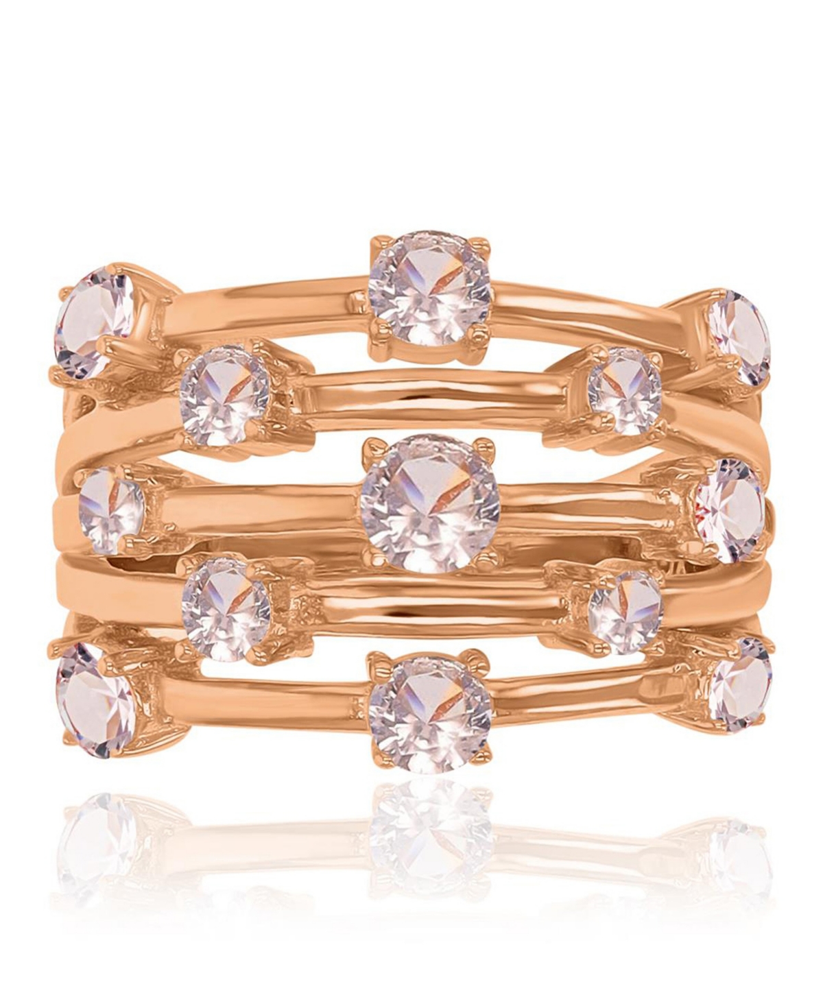 Click here for Macys Morganite 5-Row Ring in 14k Rose Gold Over S... prices