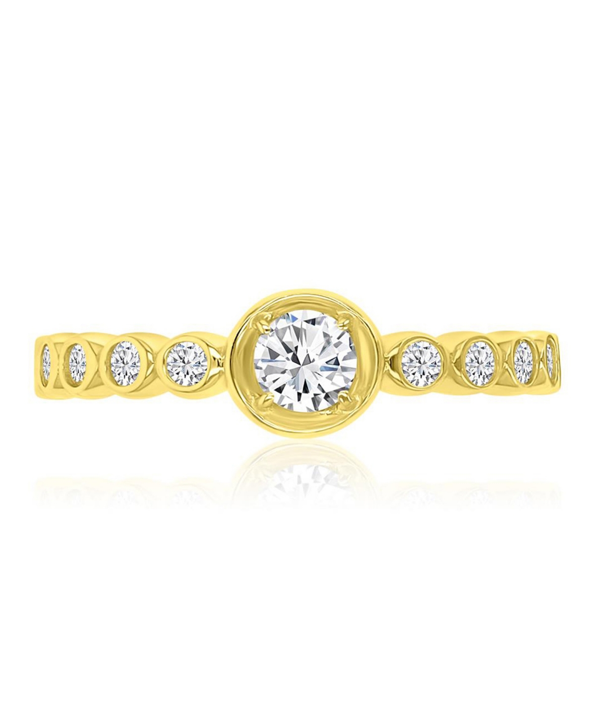 Click here for Macys Cubic Zirconia Beaded Ring in 14k Yellow Gol... prices
