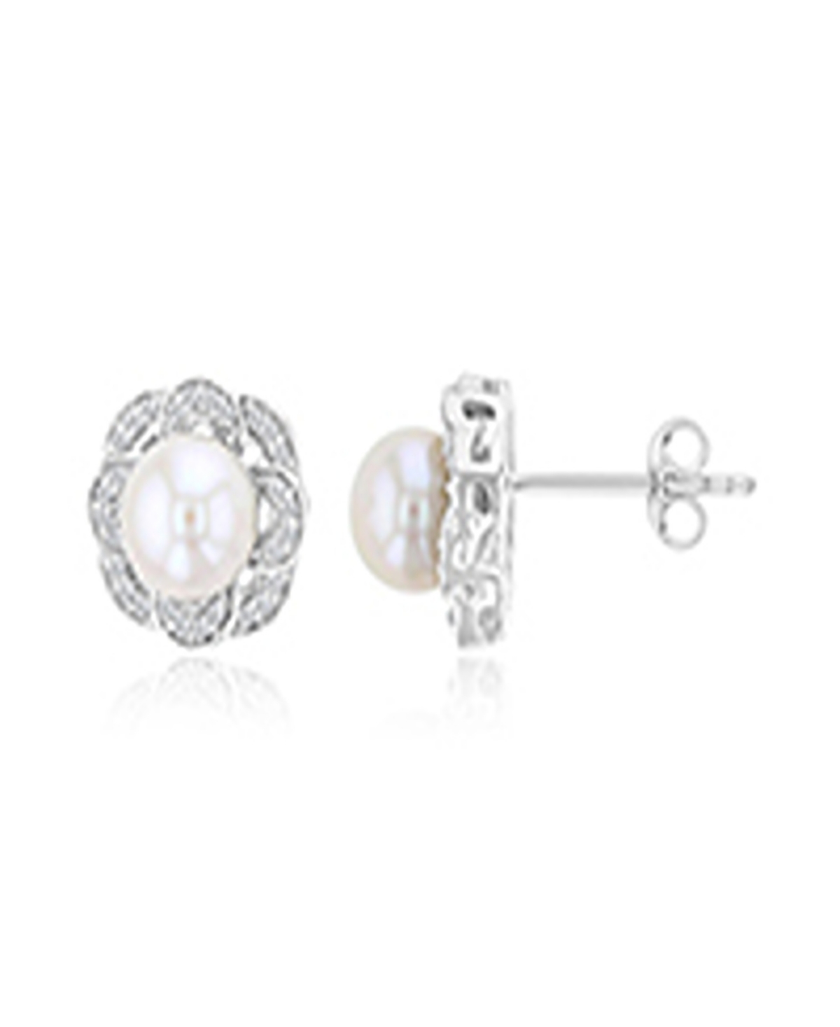 Click here for Macys Diamond & Imitation Pearl Stud Earrings in R... prices
