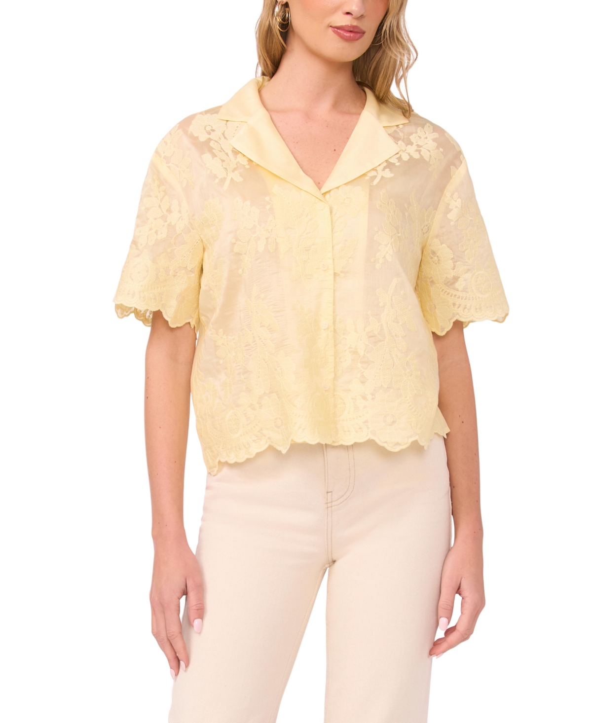 Click here for Vince Camuto Womens Short-Sleeve Top - Lemon Cream prices