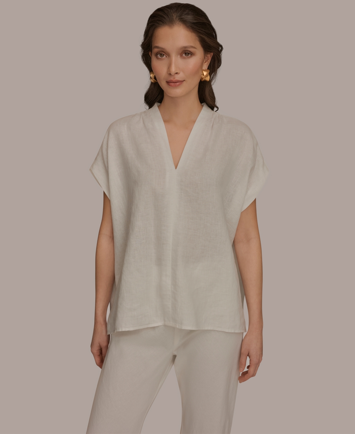Click here for Donna Karan Weekend Womens V-Neck Top - Cream prices
