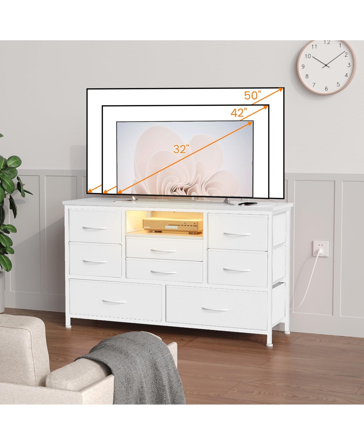 Click here for Gaomon 8-Drawer Led Tv Stand with Power Outlet  22... prices