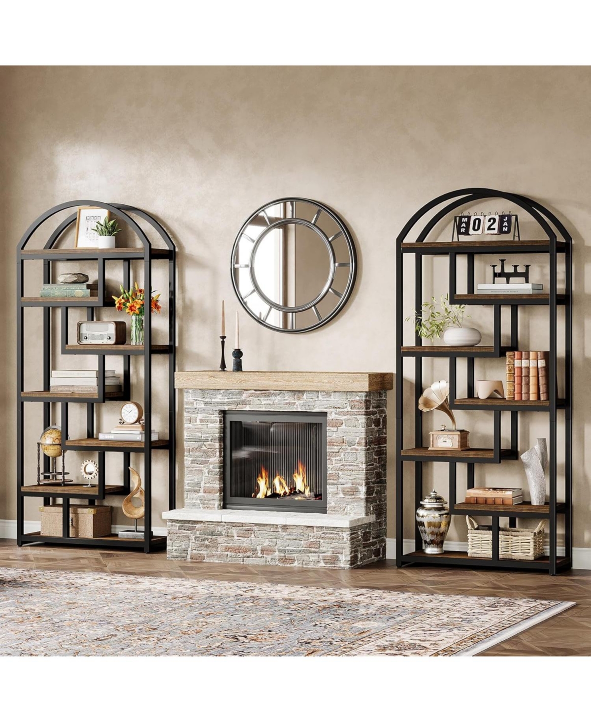 Click here for Tribesigns 71" Tall Arched Bookshelf Set of 2... prices