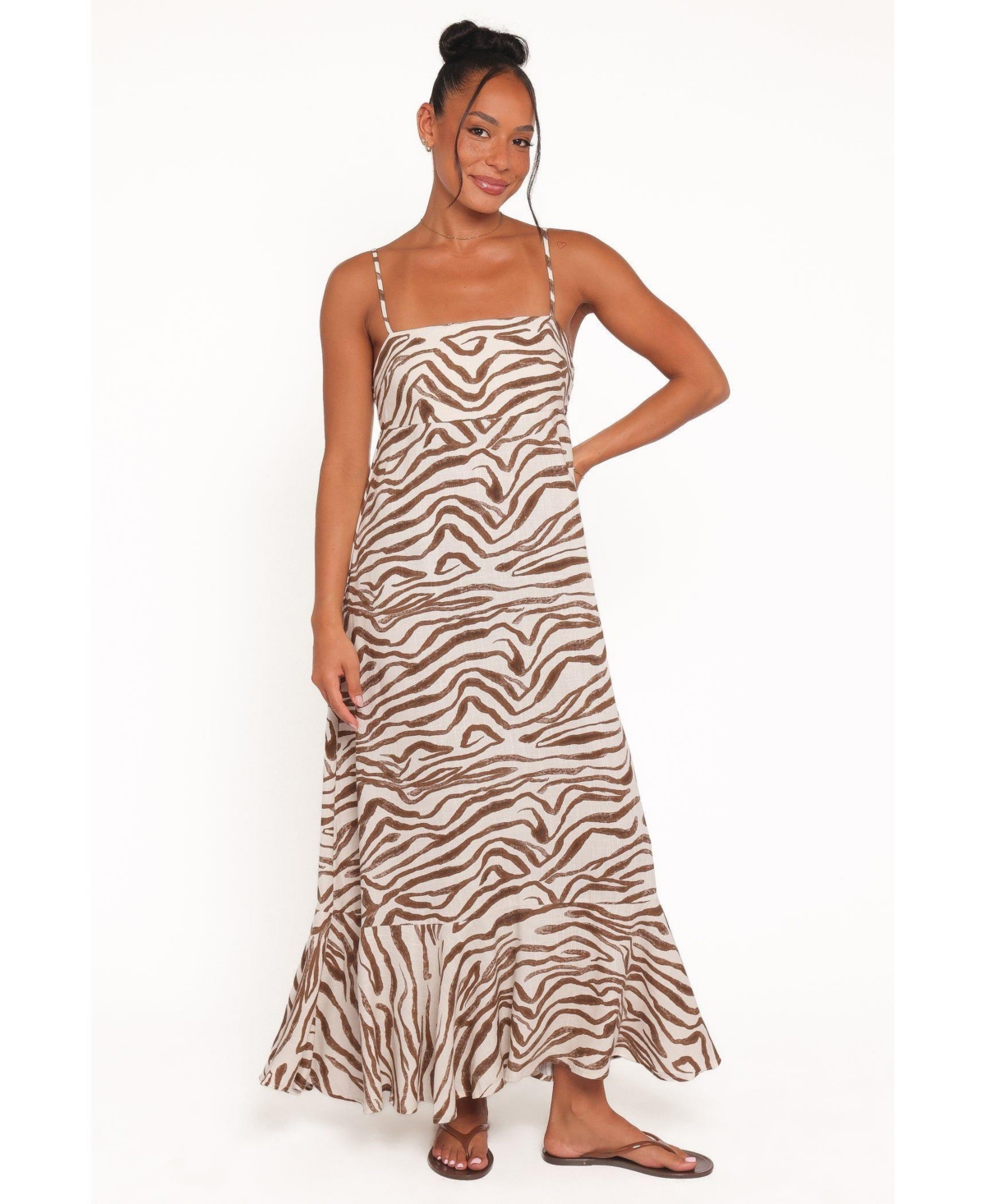 Click here for Petal and Pup Womens Kelsie Midi Dress - Brown zeb... prices