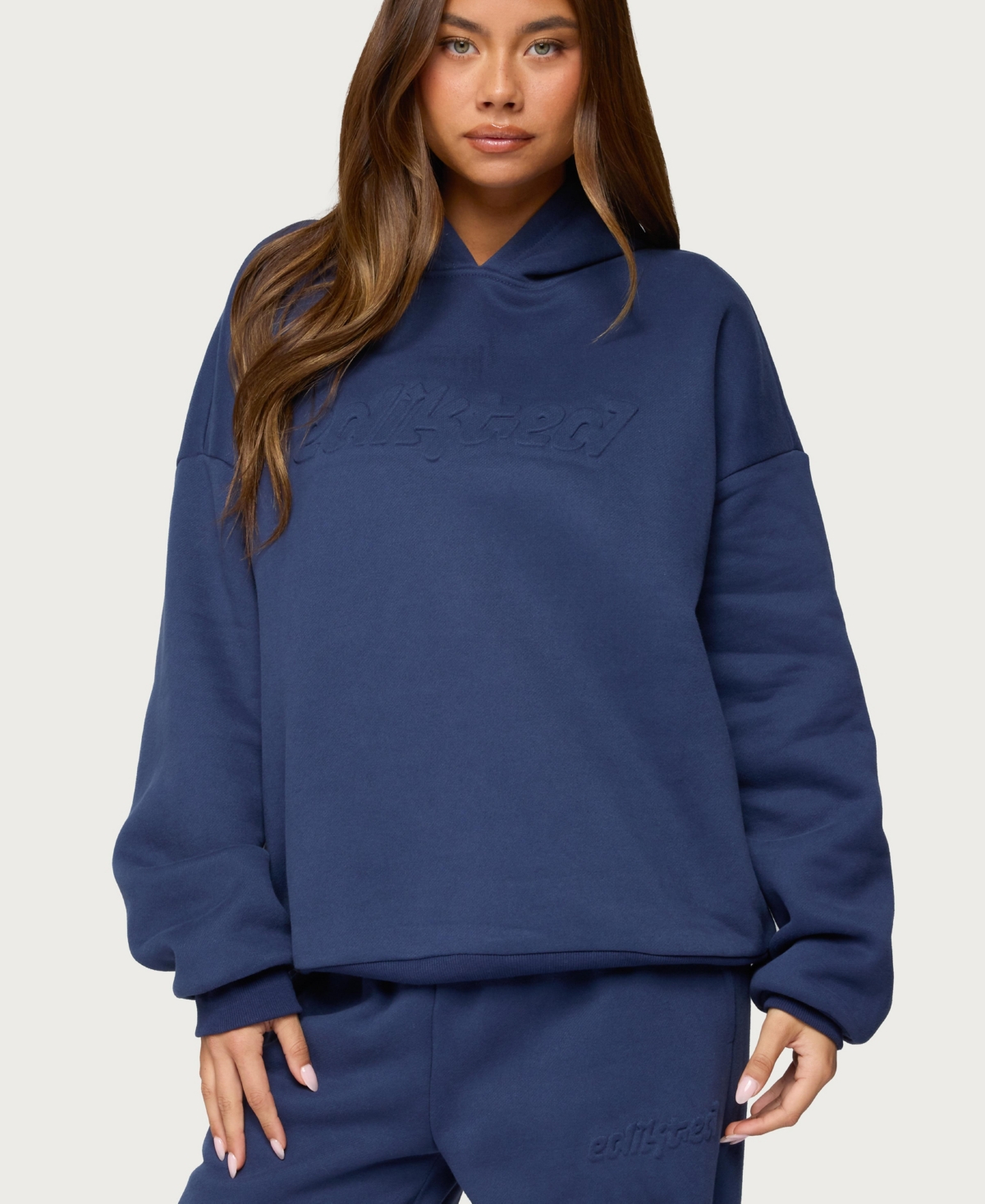 Click here for Edikted Womens Totally Hoodie - Navy prices