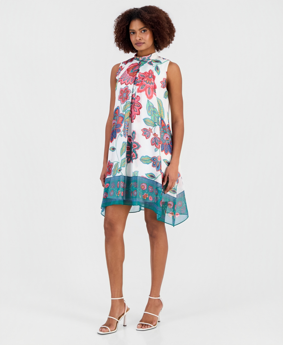 Click here for Robbie Bee Womens Printed Mock-Neck Sleeveless Shi... prices