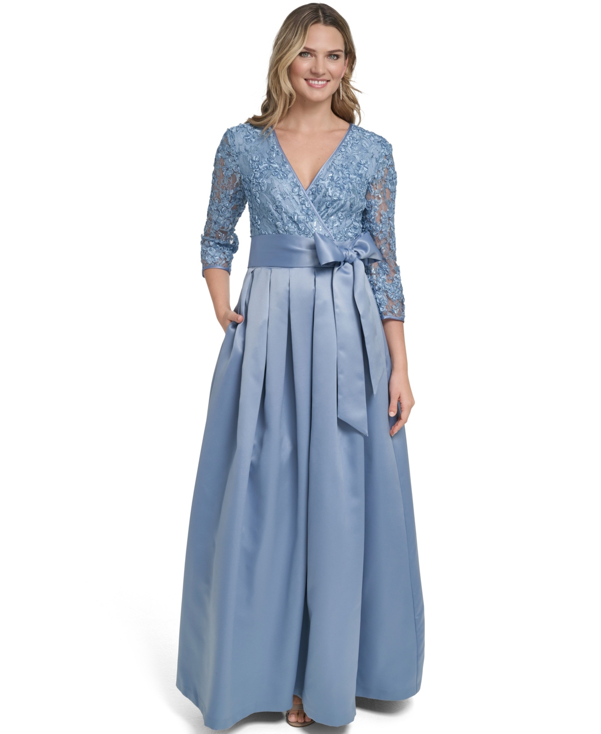 Click here for Jessica Howard Womens V-Neck Pleated Skirt Ball Go... prices