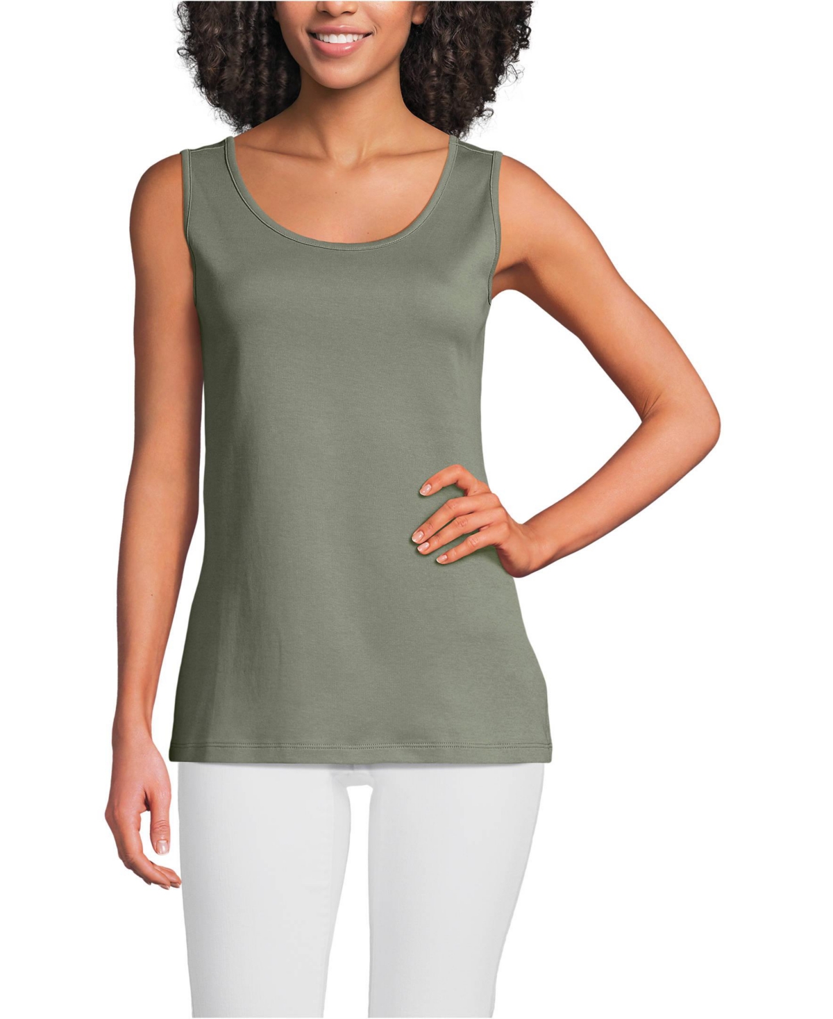 Click here for Lands End Womens Cotton Tank Top - Sage prices