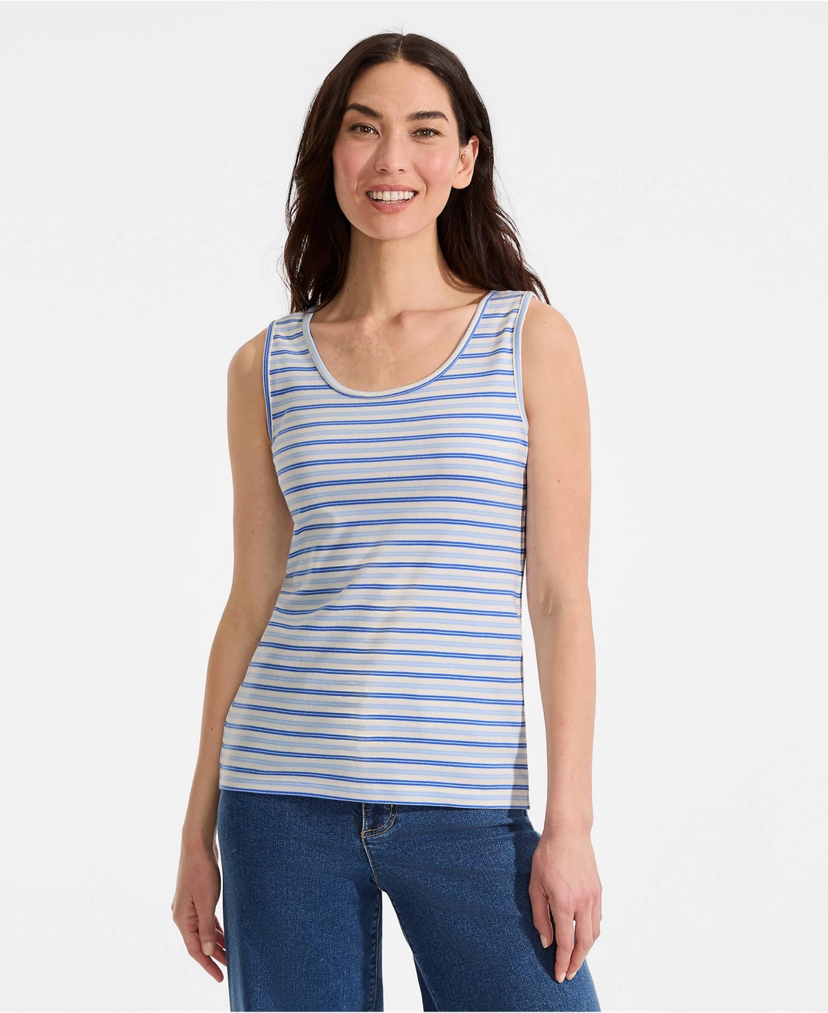 Click here for Lands End Womens Cotton Tank Top - Light sea/clear... prices