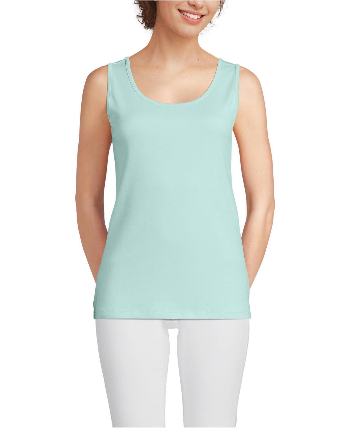 Click here for Lands End Womens Cotton Tank Top - Pale sky prices