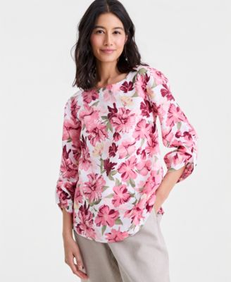 Click here for Charter Club Womens 100 Linen D Ring Top Created F... prices
