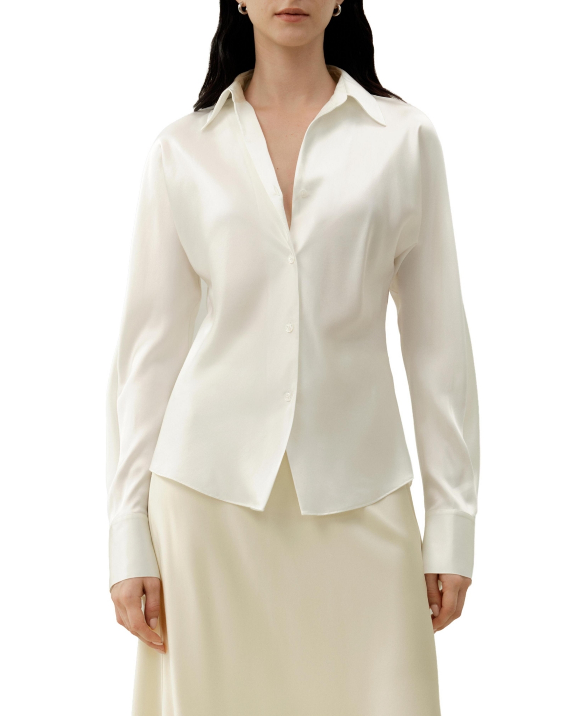 Click here for Lilysilk Womens Bias Cut Silk Shirt - Natural whit... prices