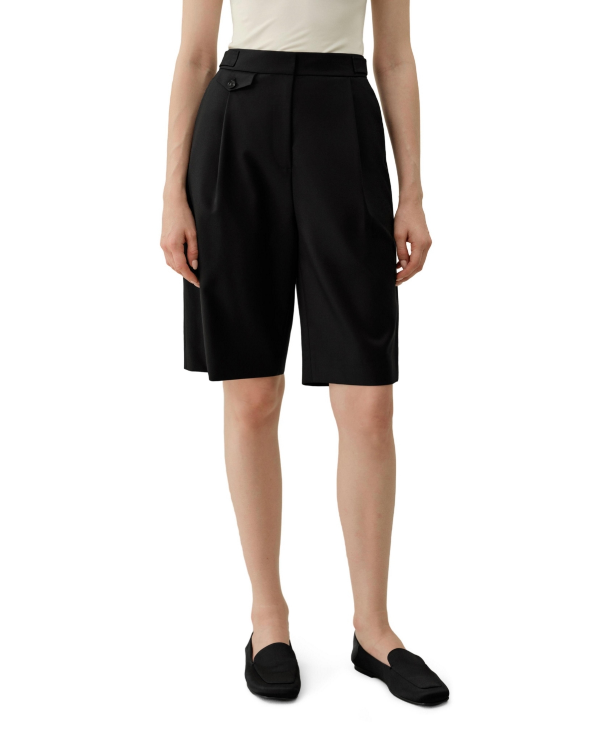 Click here for Lilysilk Womens Wool-Silk Bermuda - Black prices