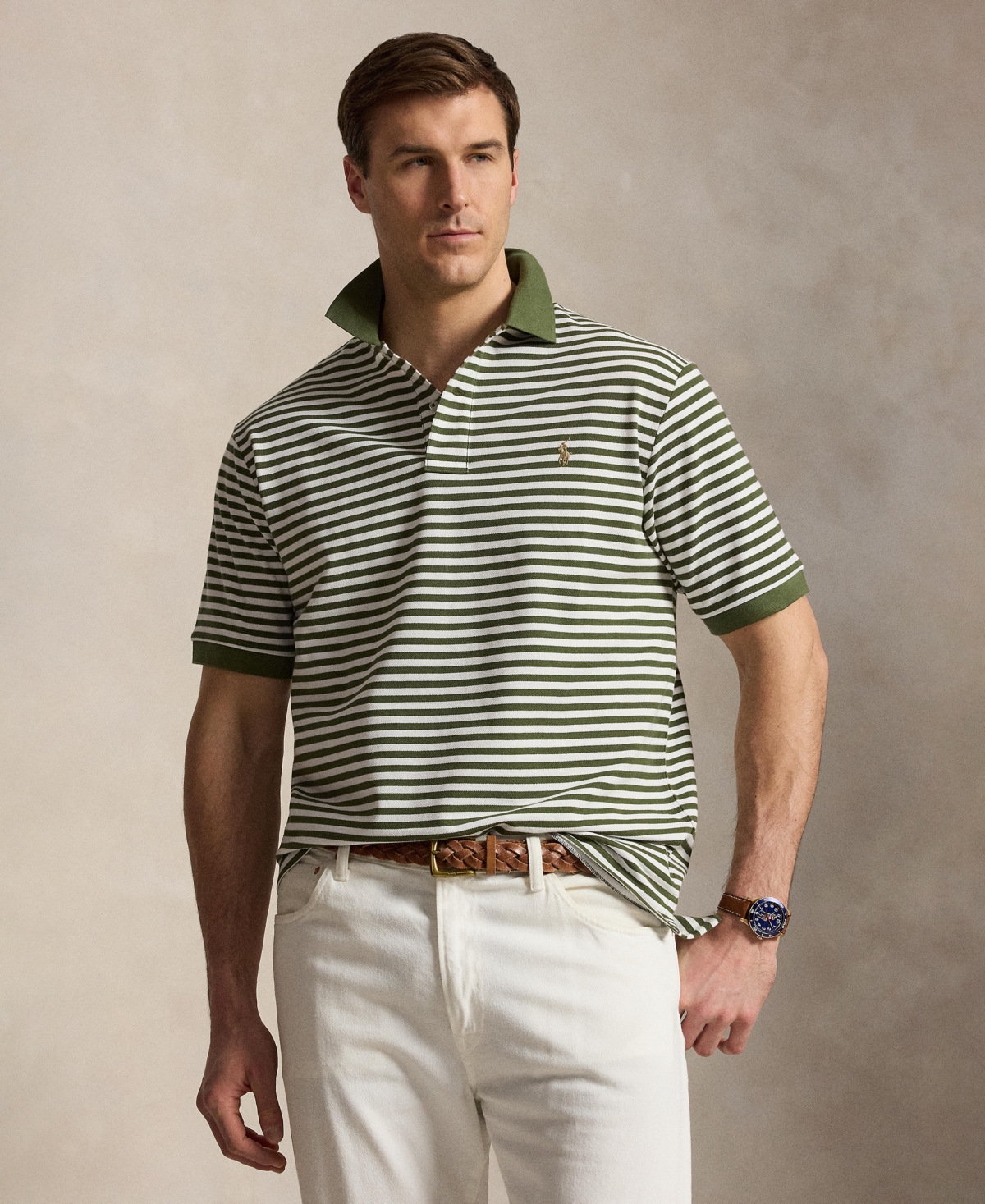 Click here for Polo Ralph Lauren Mens Big & Tall Striped Mesh Pol... prices