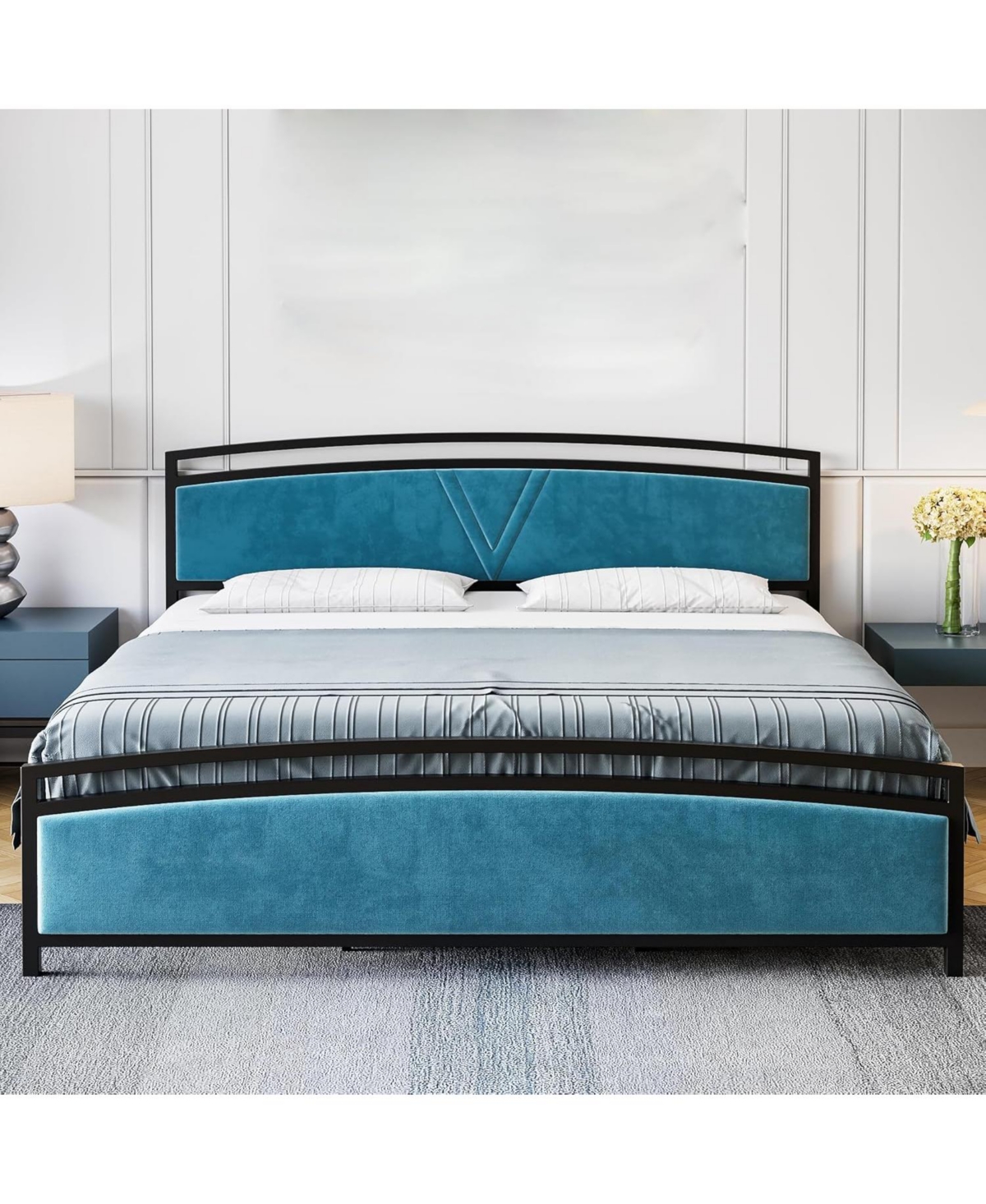 Click here for gaomon Size Bed Frame  Velvet Upholstered Bed Fram... prices