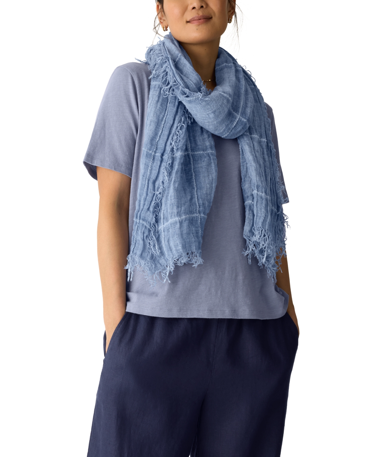Click here for Eileen Fisher Womens Gauzy Textured Scarf - Haze prices