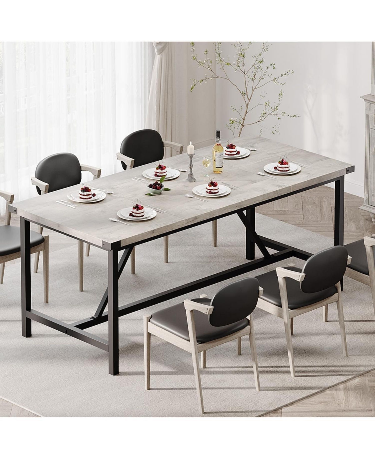 Click here for gaomon 70.87 Inch Large Farmhouse Dining Table wit... prices