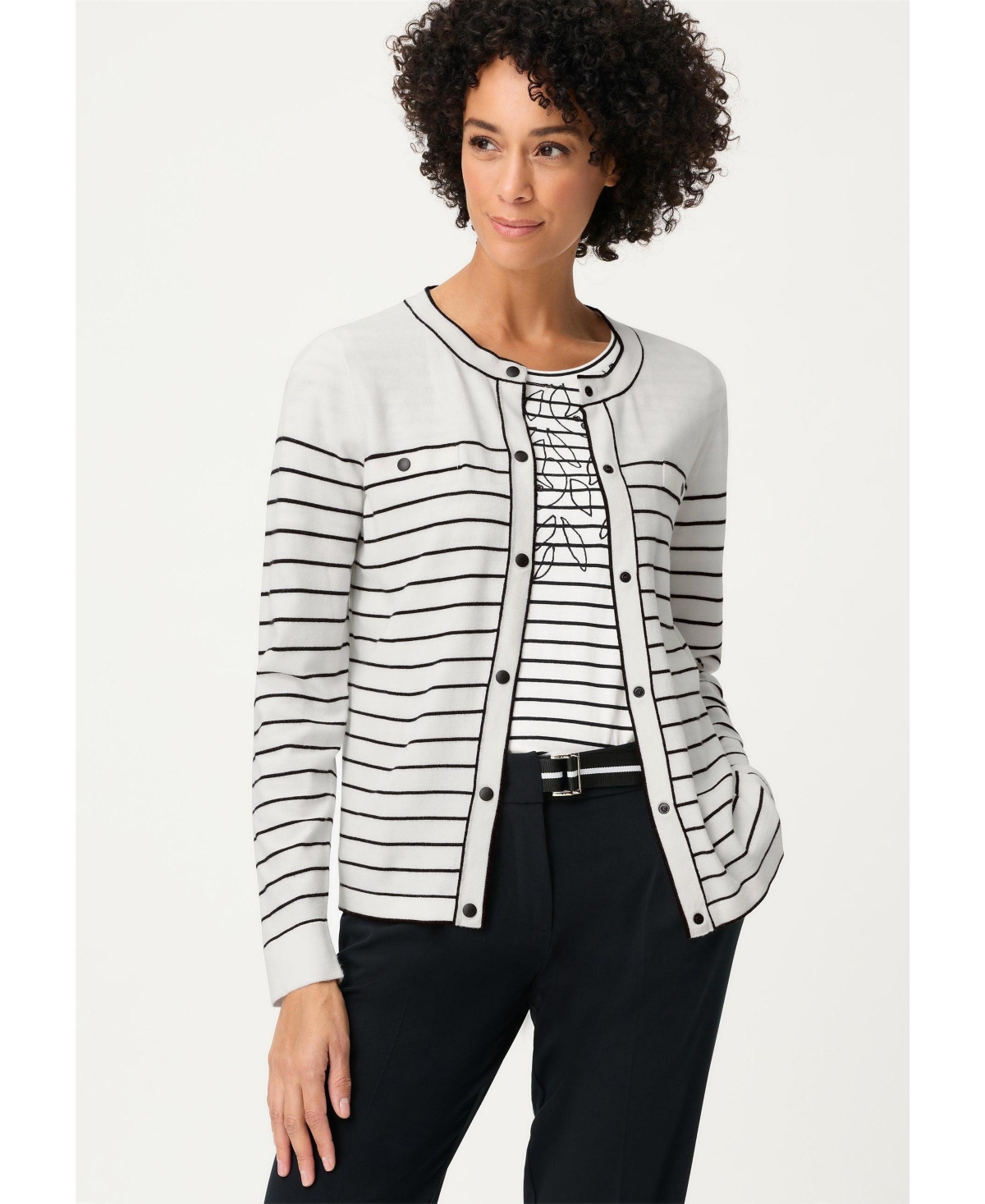 Click here for Olsen Womens Striped Cardigan - Off white prices