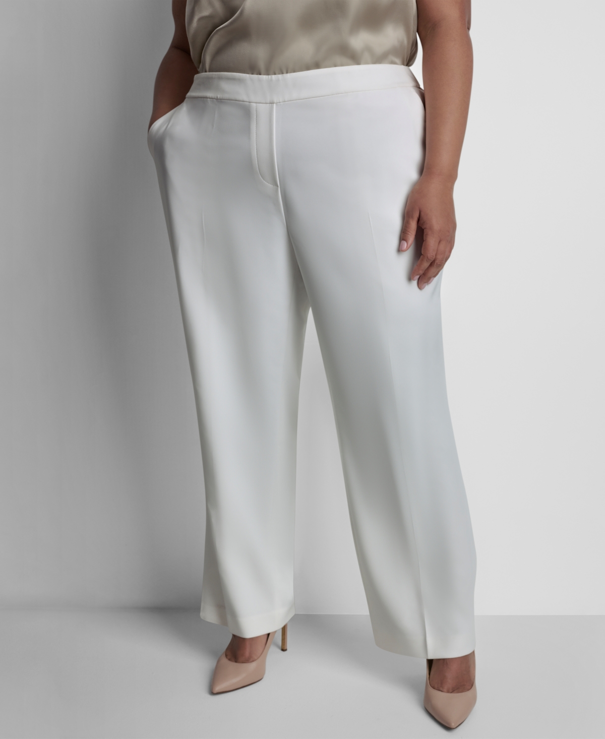 Click here for Dkny Plus Size Mid Rise Ankle Pant - Ivory prices