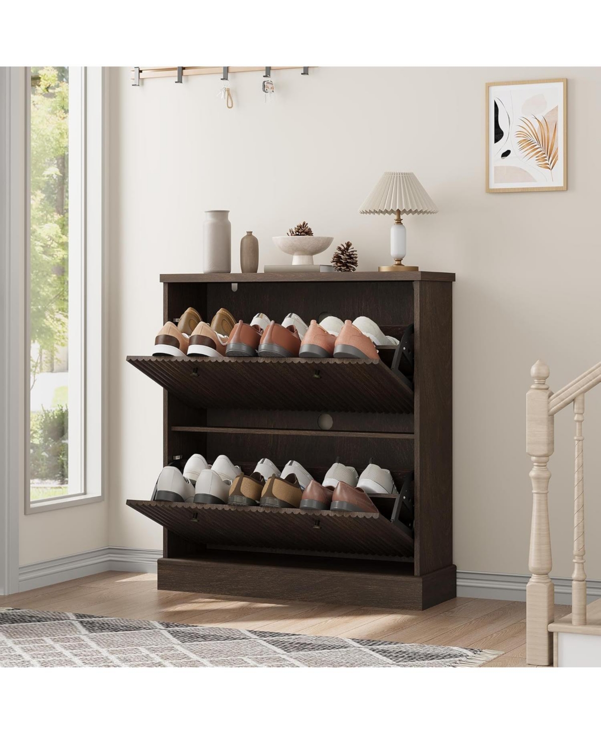 Click here for gaomon Shoe Cabinet with 2 Flip Drawers  Fluted Na... prices