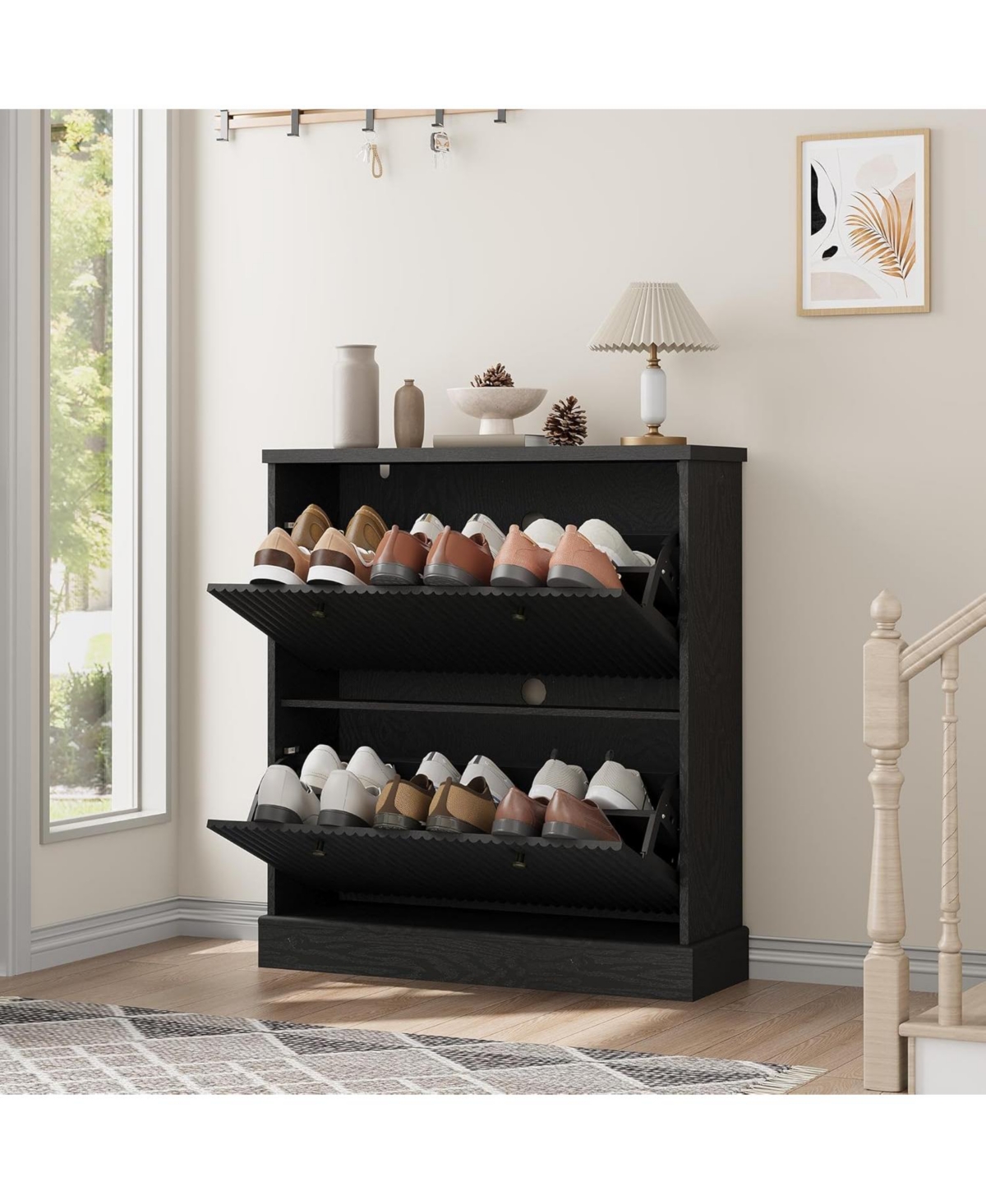 Click here for gaomon Shoe Cabinet with 2 Flip Drawers  Fluted Na... prices