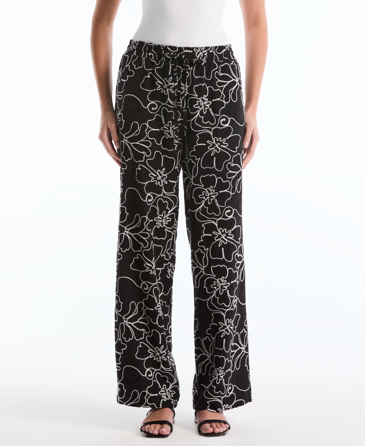 Click here for Rafaella Petite Floral Embroidered Drawstring Pant... prices