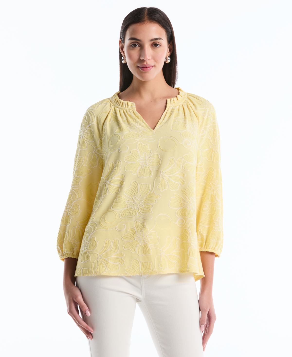 Click here for Rafaella Petite Floral Embroidered 3/4-Sleeve Blou... prices