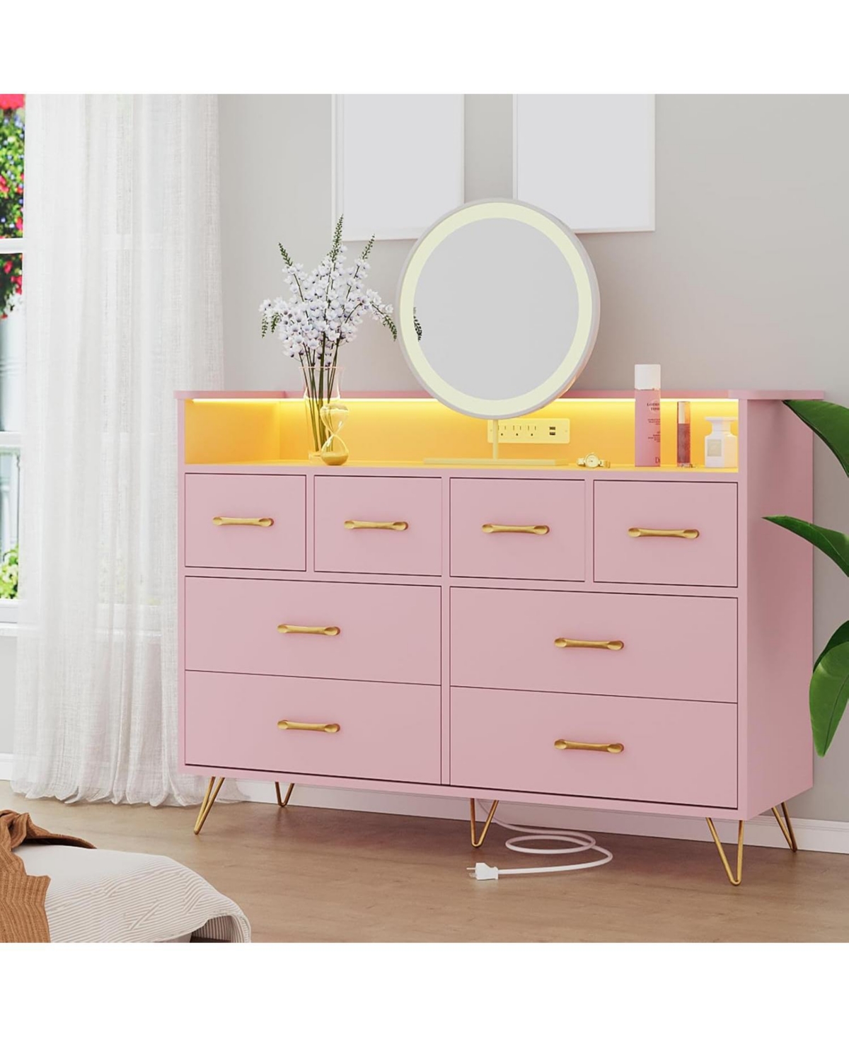 Click here for gaomon Drawer Wood Dressers for Bedroom with Led L... prices