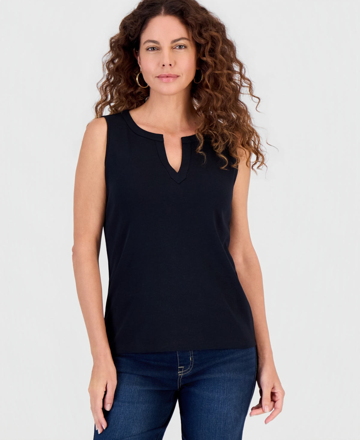 Click here for Style & Co Womens Cotton Split-Neck Tank Top  Macy... prices