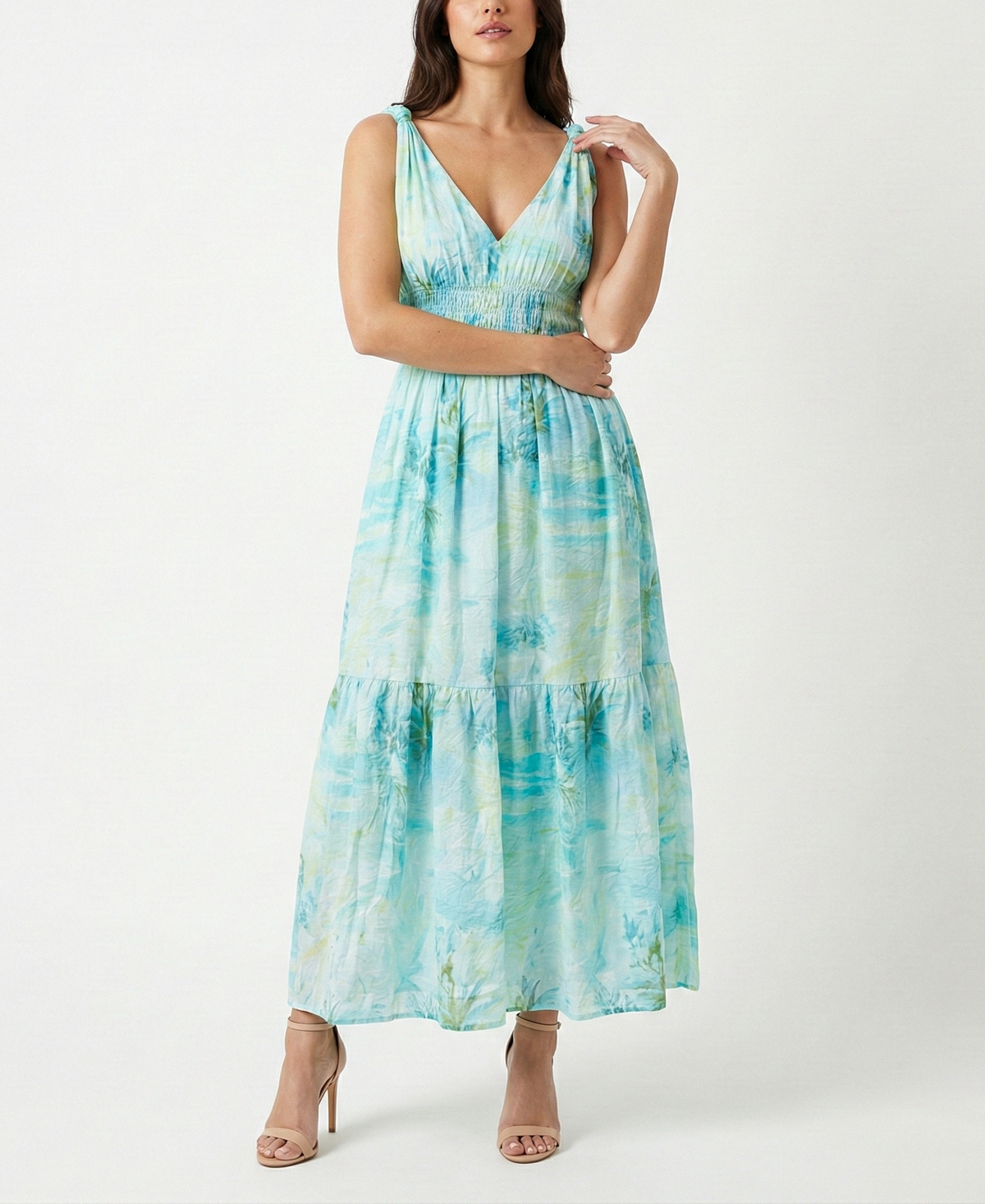 Click here for Taylor Womens Smocked Waist V-Neck Dress - Hawaiia... prices