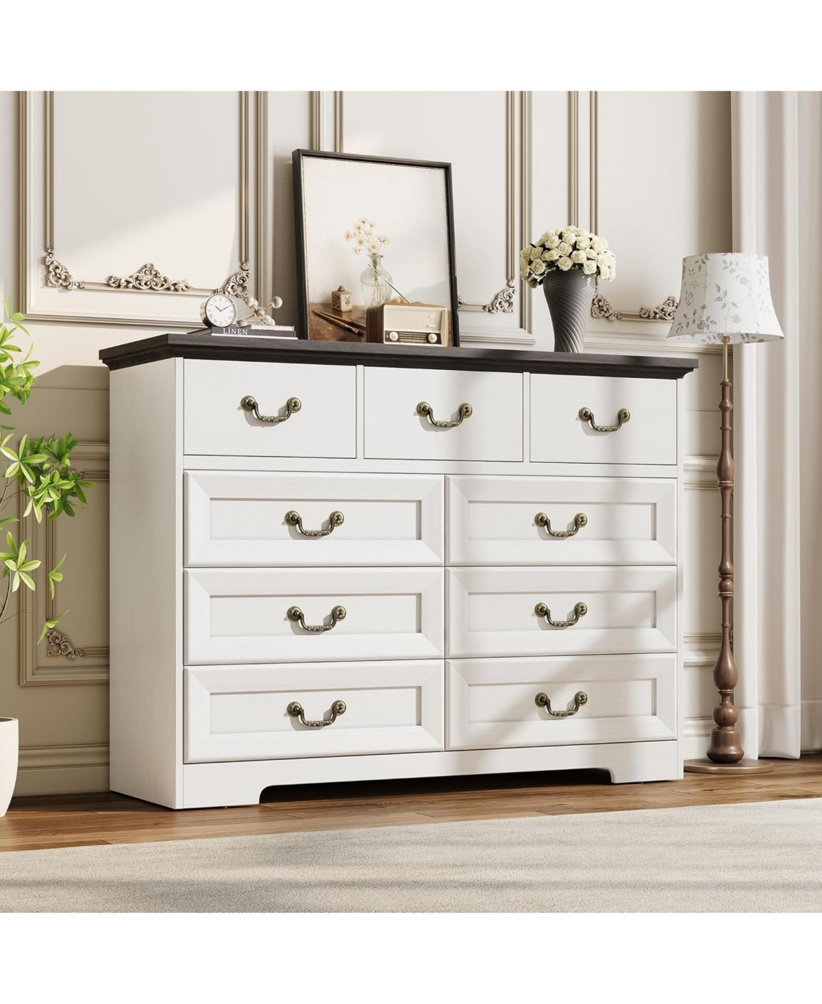 Click here for gaomon Dresser for Bedroom  Wooden 9 Drawer Dresse... prices
