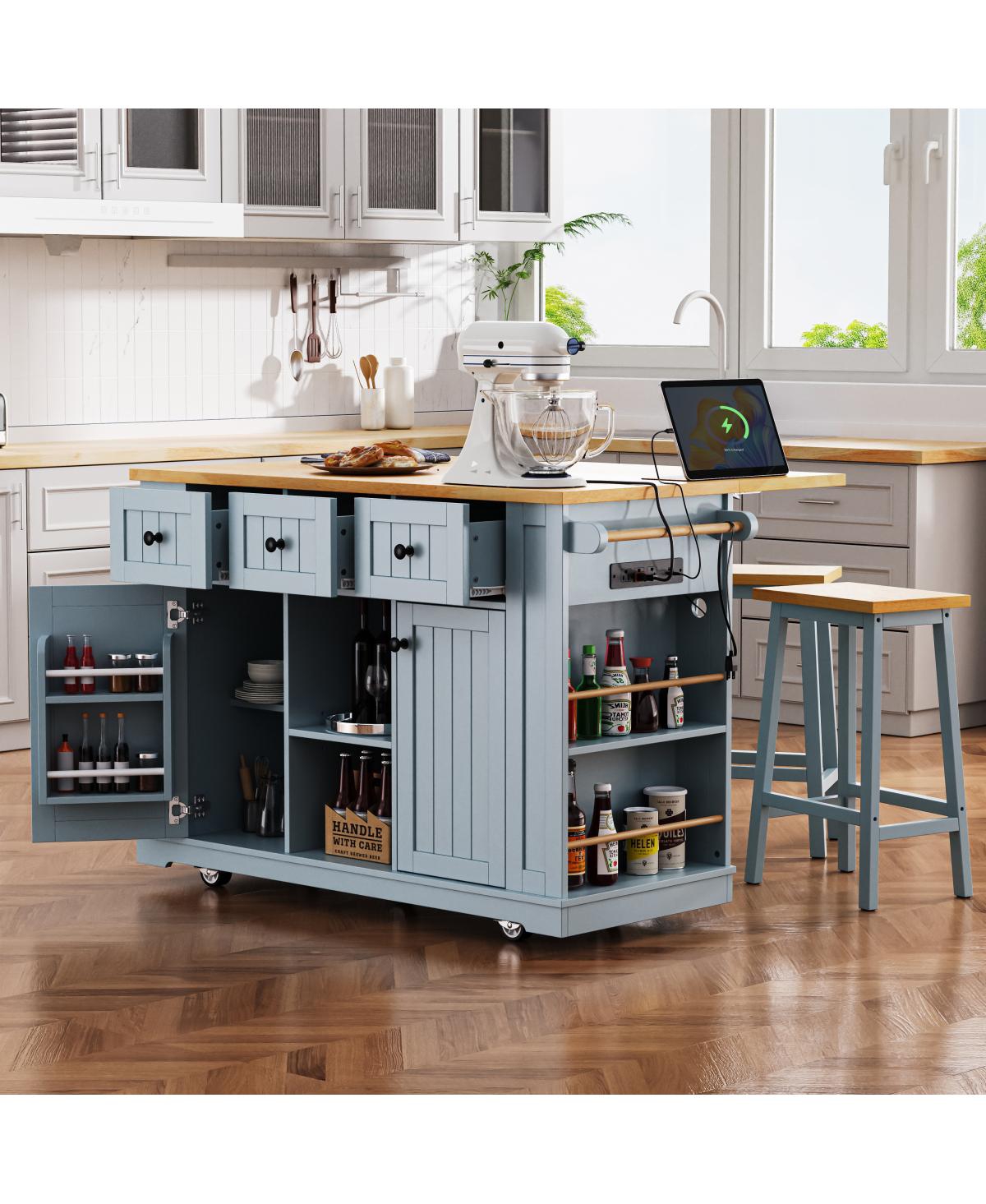 Click here for Streamdale Furniture Kitchen Island w/ 2 Stools  P... prices