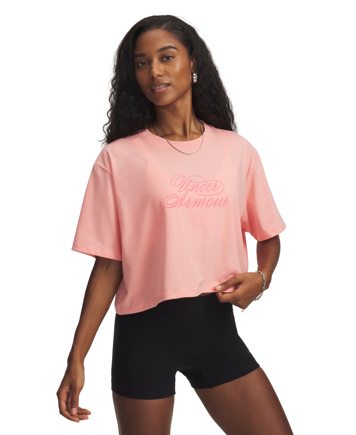 Click here for Under Armour Womens Crew Neck Crop Top - Posh Pink prices