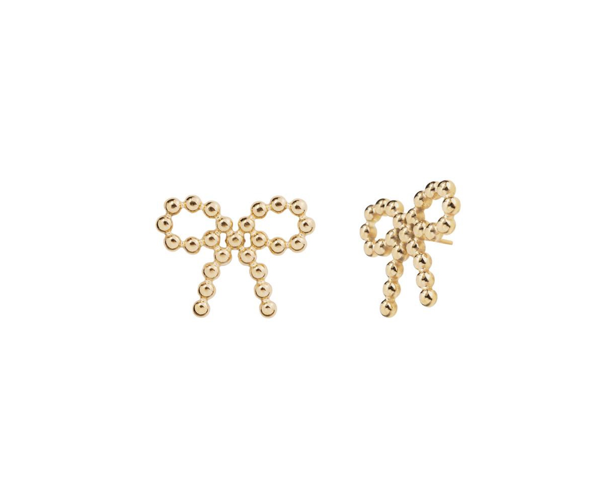 Click here for Little Sky Stone Beaded Bow Earrings - 14k gold prices