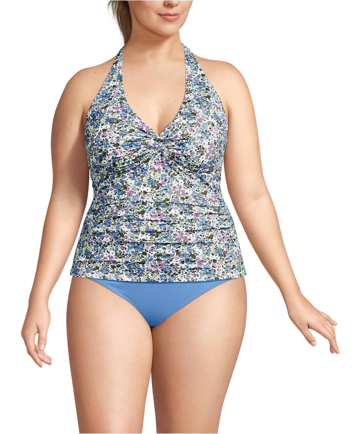 Click here for Lands End Womens Twist Halter Tankini Top - White/... prices