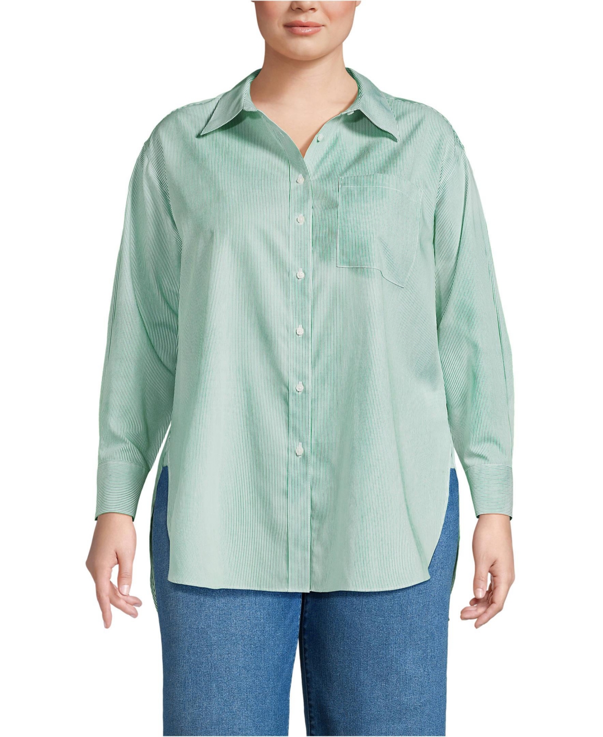 Click here for Lands End Plus Size Oversized No Iron Tunic with S... prices