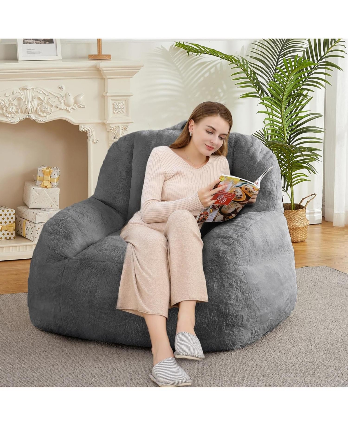 Click here for gaomon Giant Bean Bag Chair  Faux Fur Stuffed Bean... prices