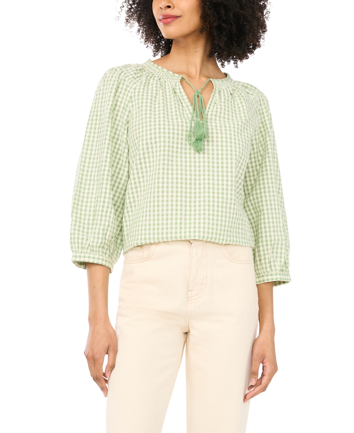 Click here for Vince Camuto Womens Ruffle Neck Blouse - Lily Gree... prices