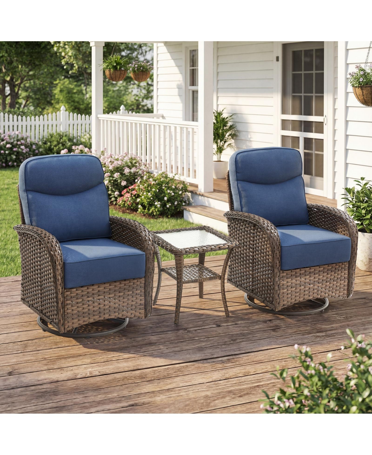 Click here for Gymojoy 3 Piece Wicker Outdoor Swivel Glider Patio... prices