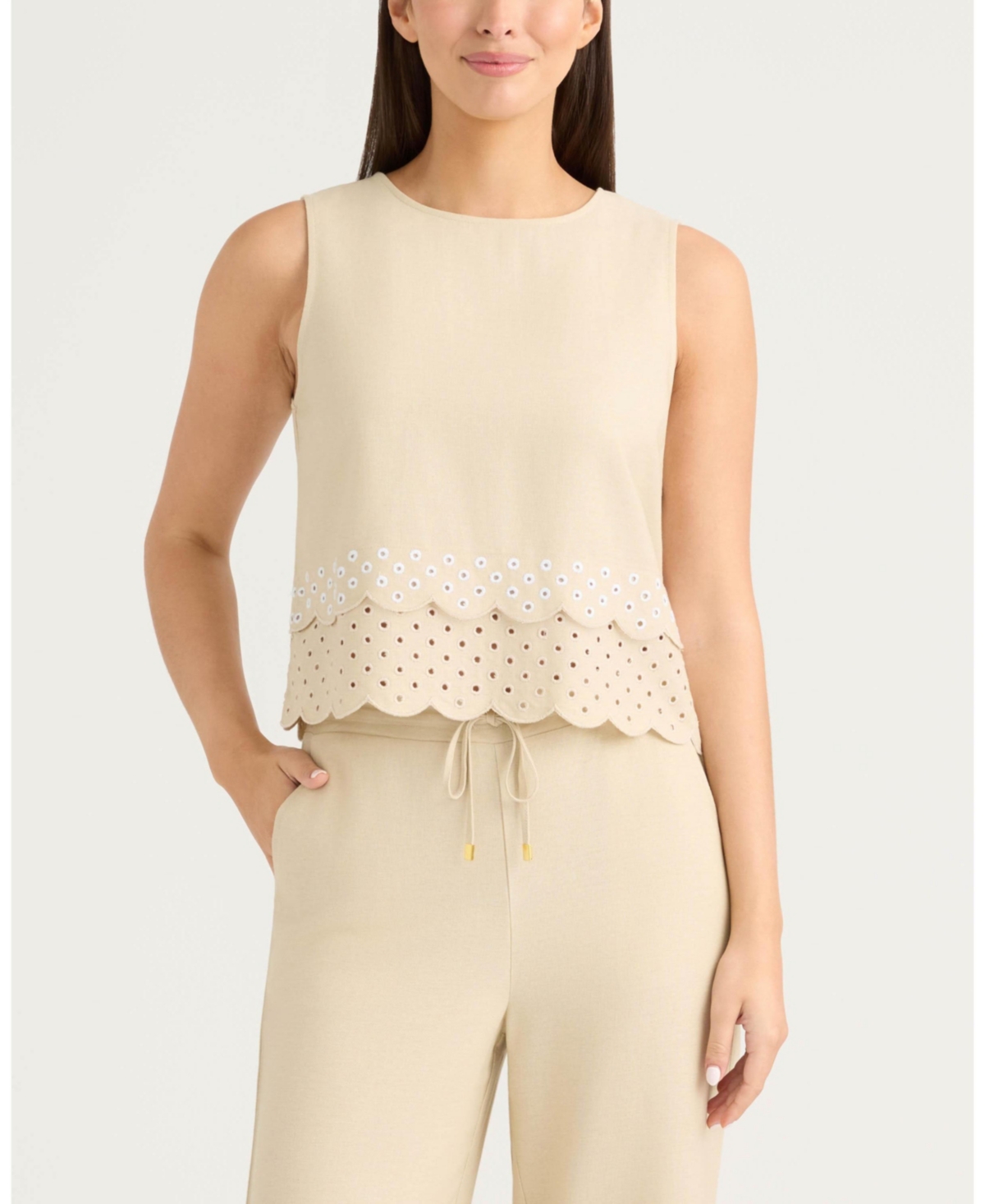 Click here for Ellen Tracy Womens Sleeveless Top with Eyelet Deta... prices