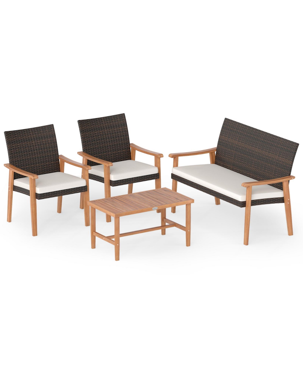 Click here for Gymax 4 Ocs Patio Furniture Set with Acacia Wood C... prices